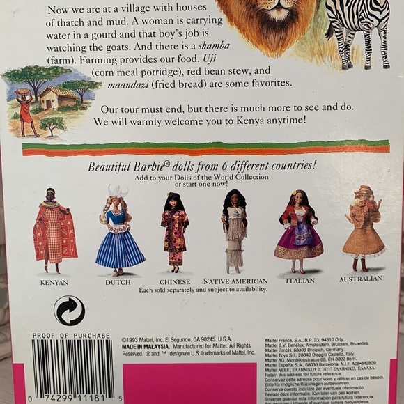 Mattel | Toys | Vintage Kenyan Barbie Mattel 993 Dolls Of The World ...
